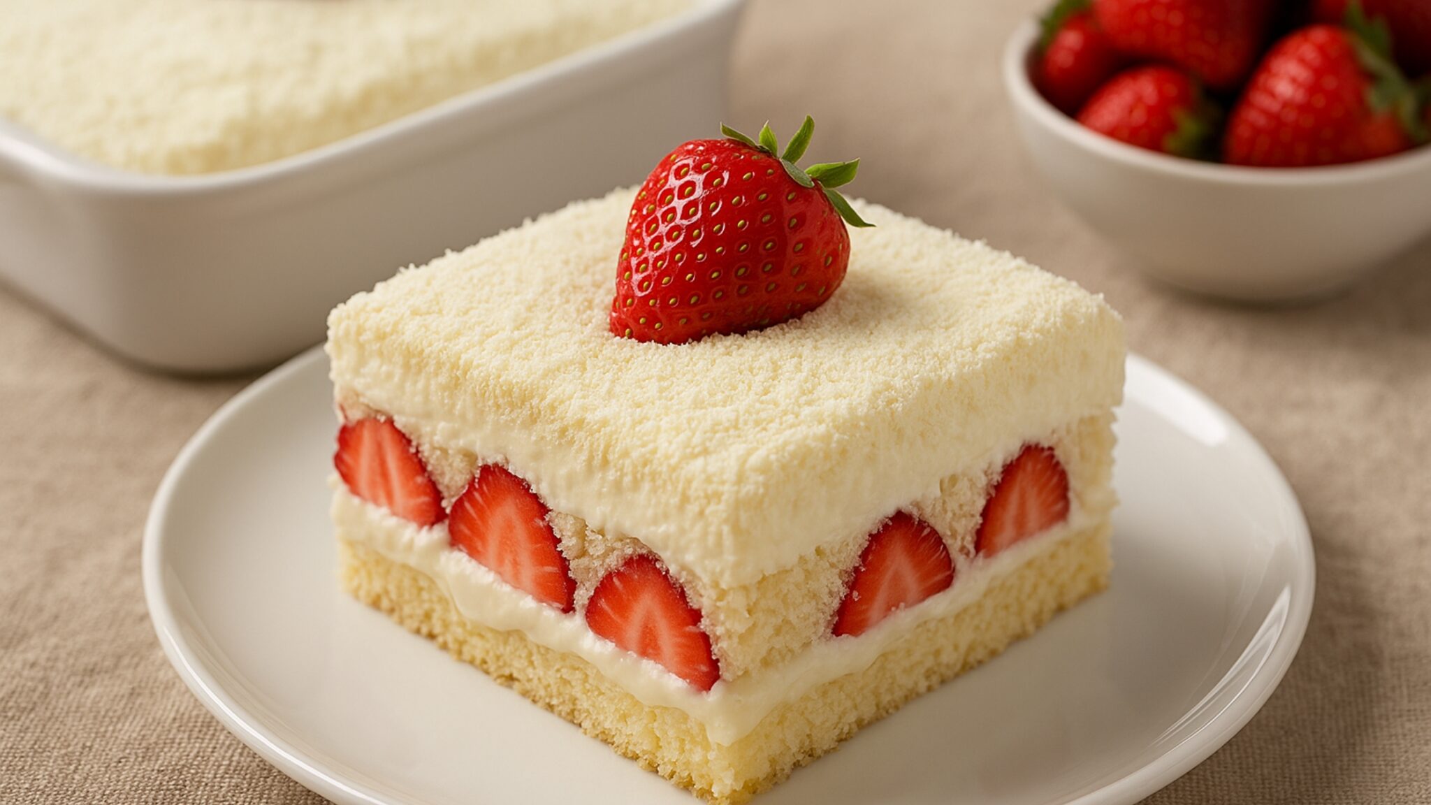 Bolo de Leite Ninho com Morango gelado e fácil